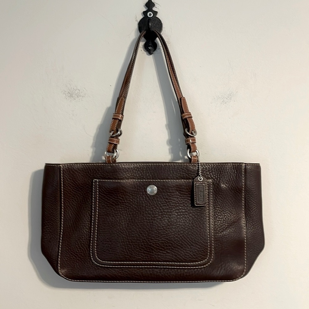 Coach Chelsea Brown Pebbled Leather Shoulder Bag With… - Gem